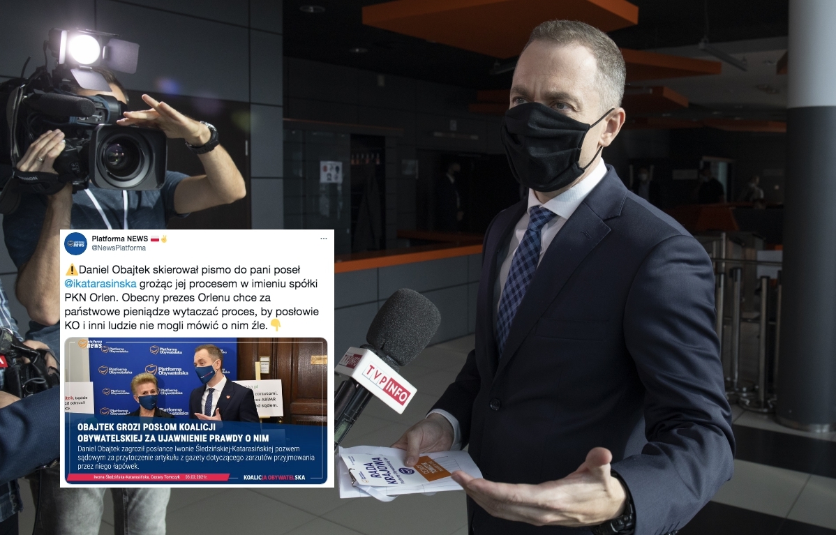Nerwowa reakcja w PO na pismo przedprocesowe od Obajtka