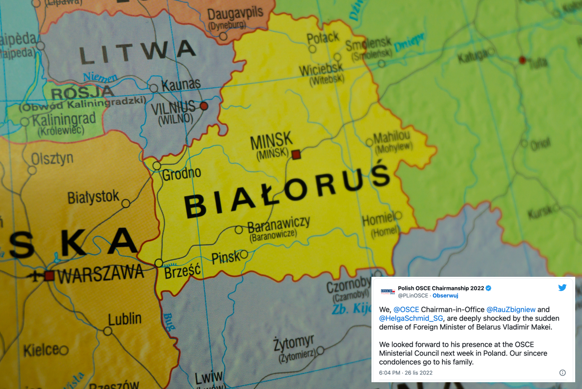 OBWE reaguje na "nagłą śmierć" szefa białoruskiego MSZ