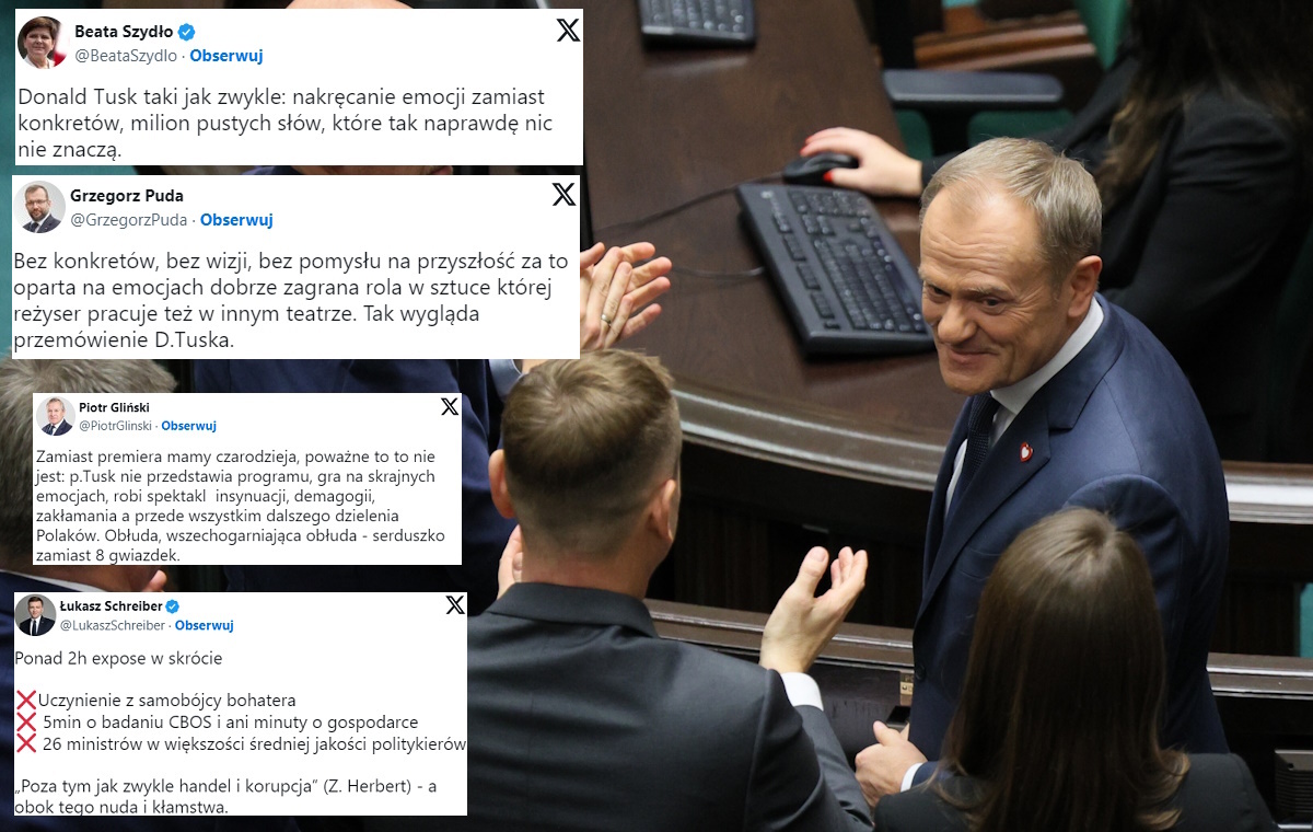 Politycy PiS komentują exposé Tuska. "Dość obrzydliwe"