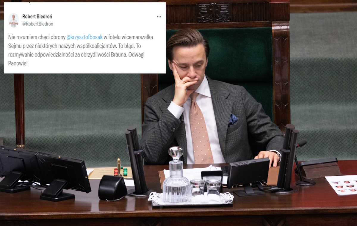 Biedroń gani PSL i Hołownie za obronę Bosaka