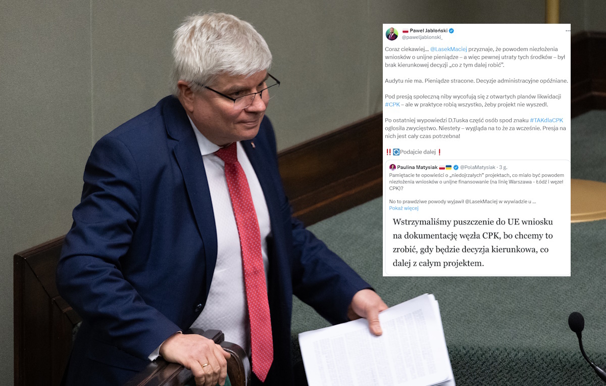 Lasek co chwilę zmienia zdanie ws. CPK. Jabłoński: Presja!