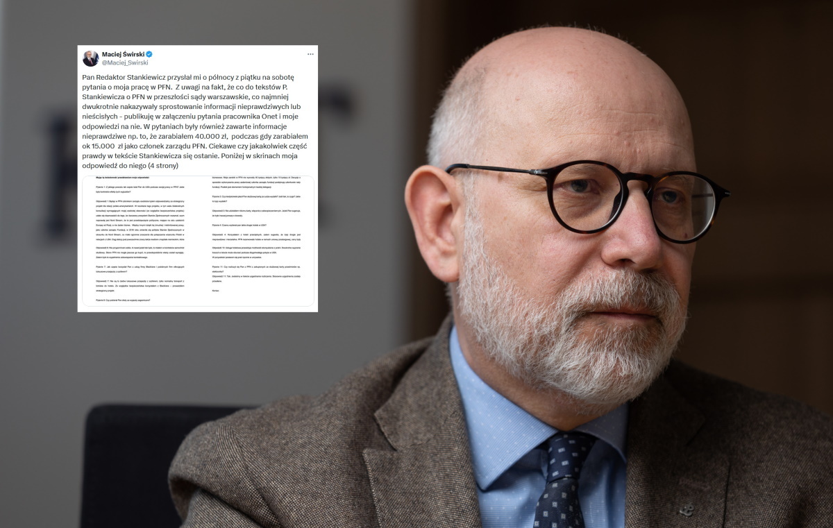Świrski odpowiada dziennikarzowi Onetu: Nieprawdziwe