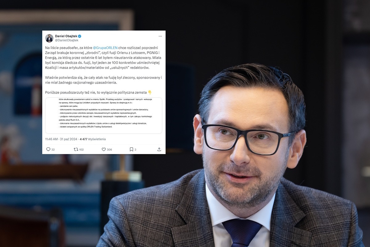 Obajtek: Ataki na fuzję Orlenu z Lotosem były zlecone