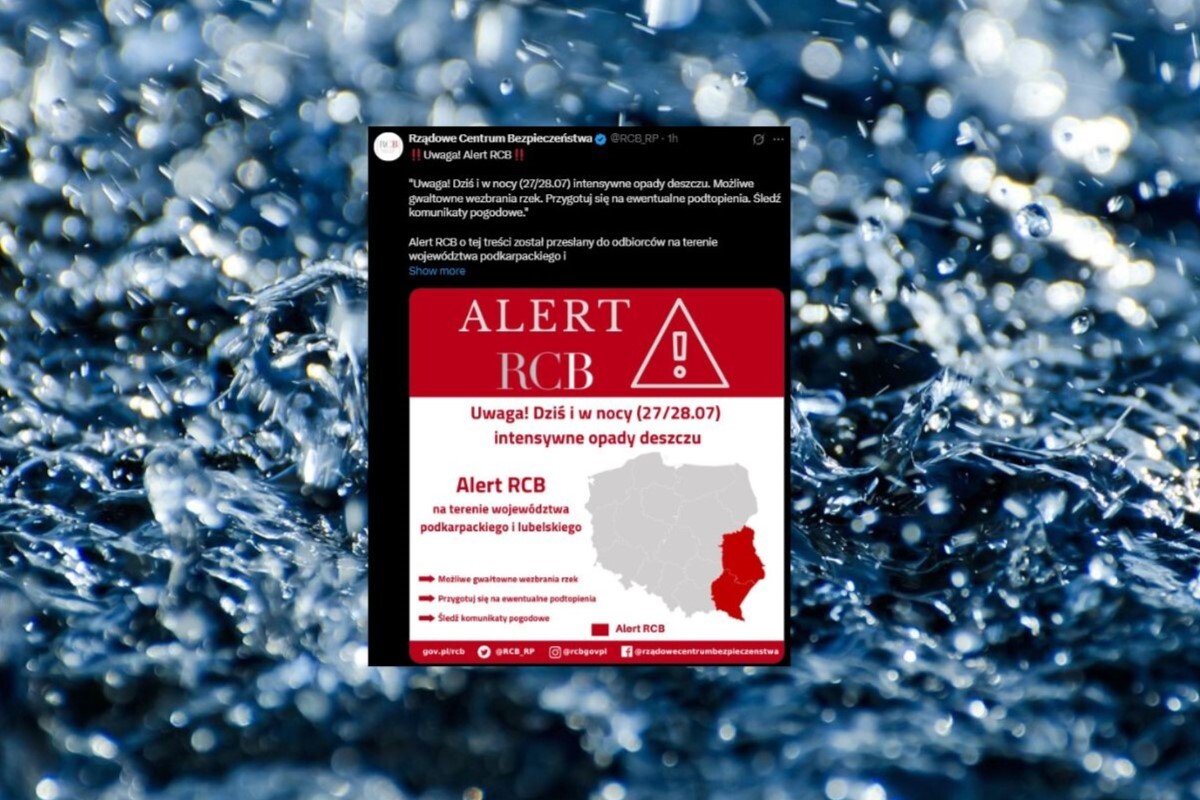 Alert RCB: intensywne deszcze i burze w całej Polsce